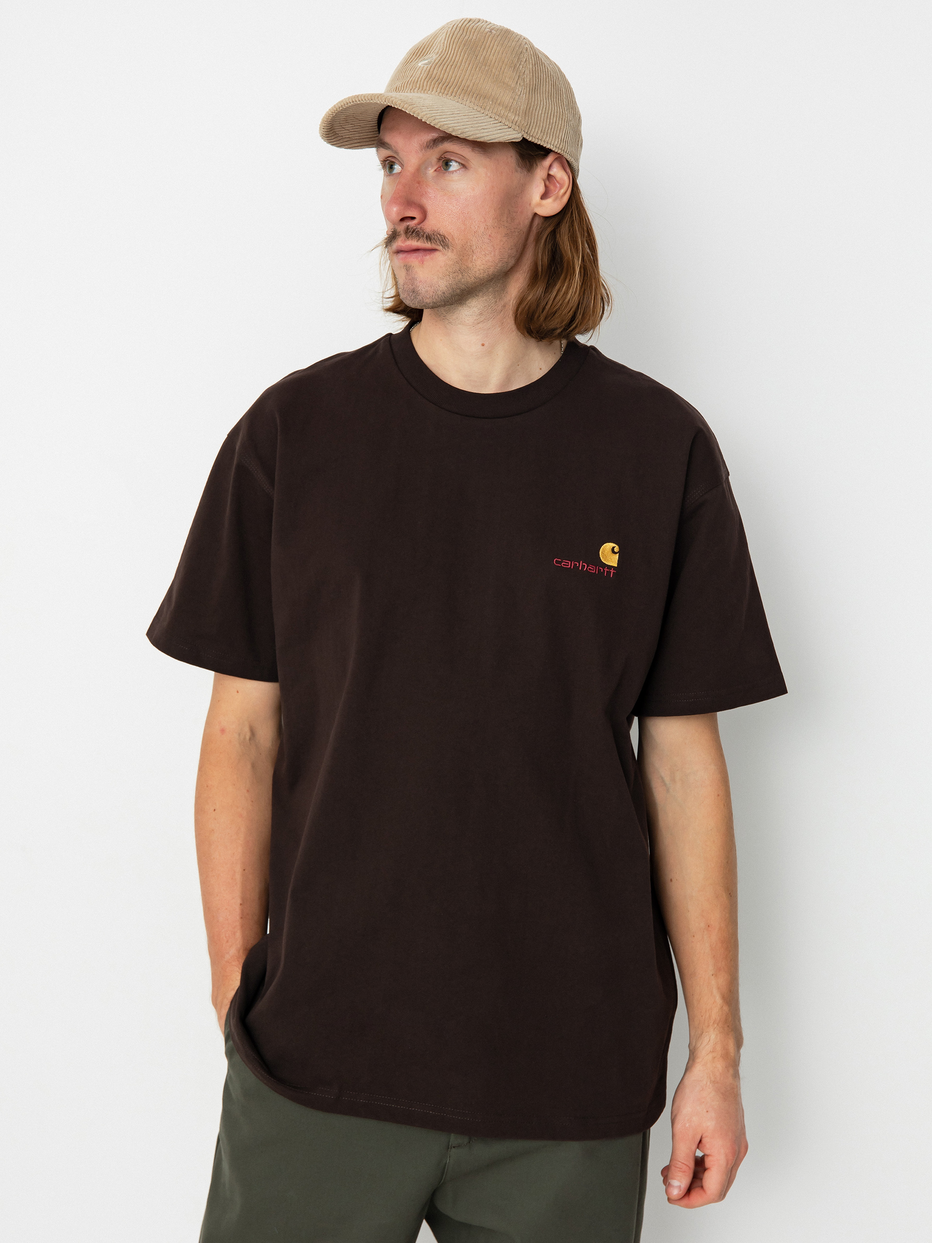 Carhartt WIP American Script Póló - barna (tobacco)
