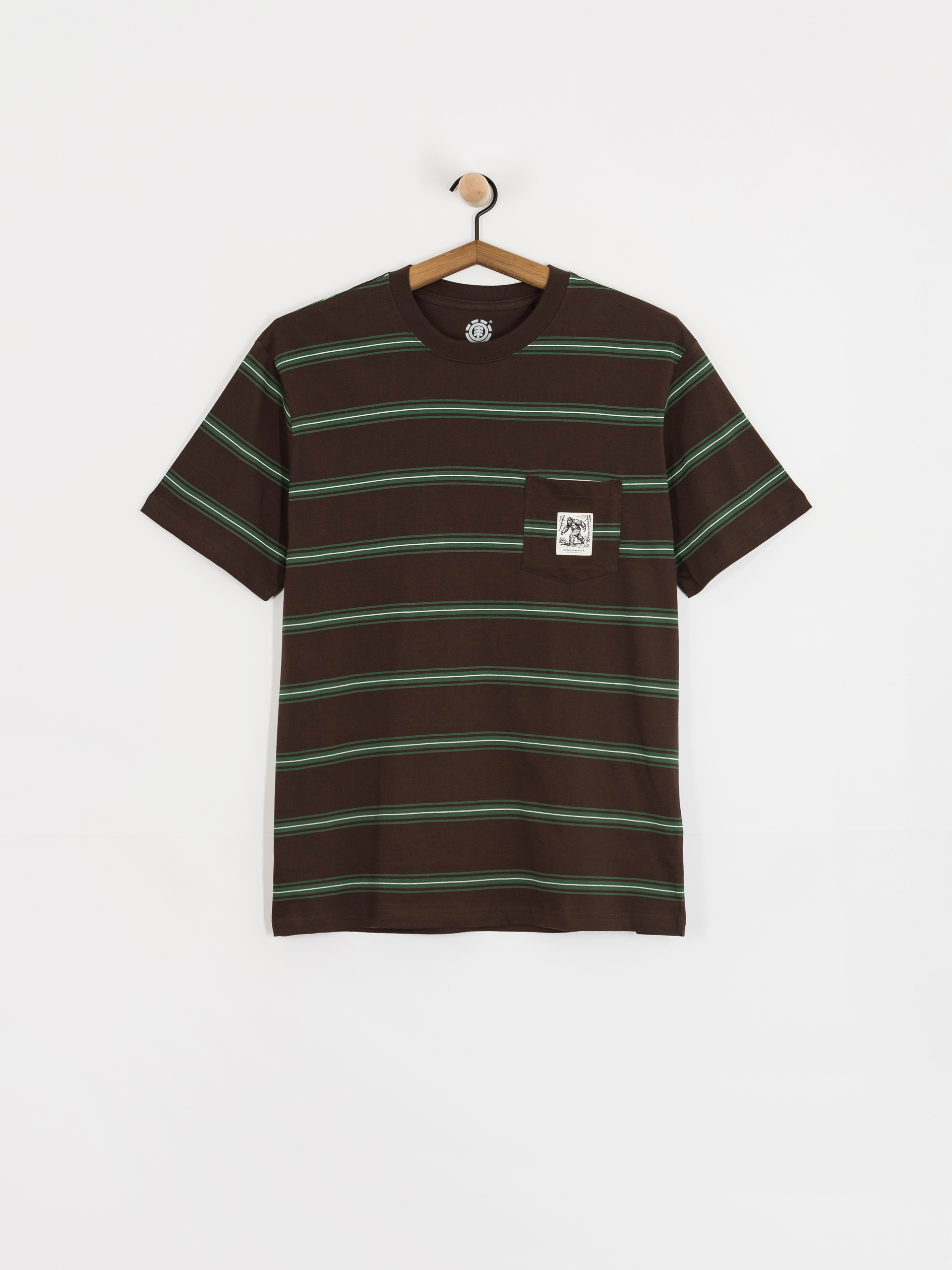Element Bigfoot Pocket Label Póló - barna (bigfoot java stripe)